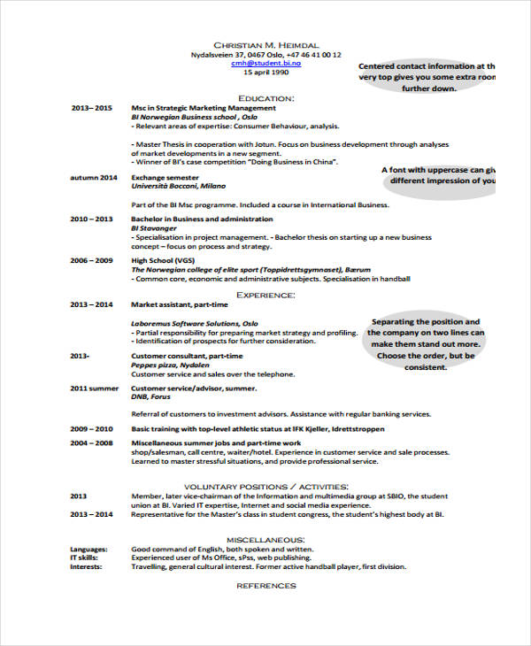 7+ Summer Job Resume Templates - Free Samples, Examples Format Download