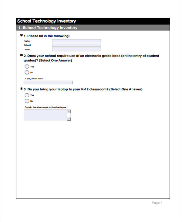 7+ School Inventory Templates - Sample, Example