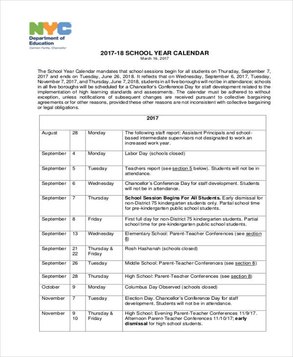 23+ School Calendar Templates - Word, PDF, Google Docs