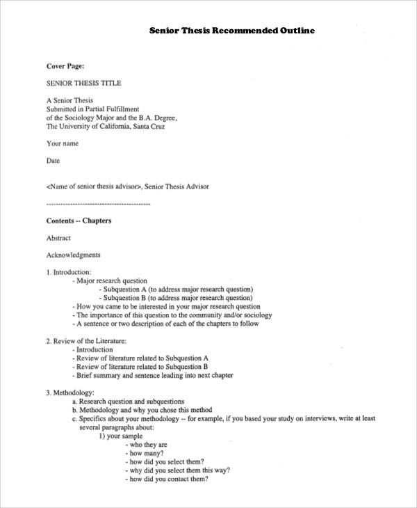 Thesis Outline Example