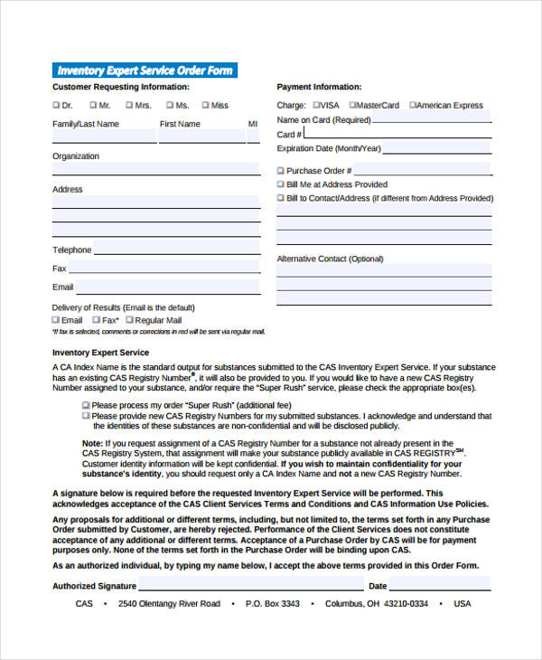 21 Free Order Templates