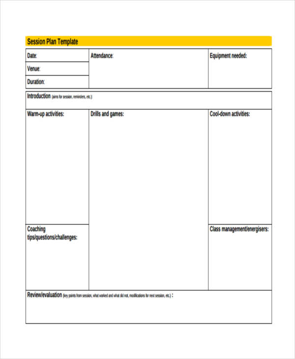 Free Soccer Session Planner Template Printable Templates