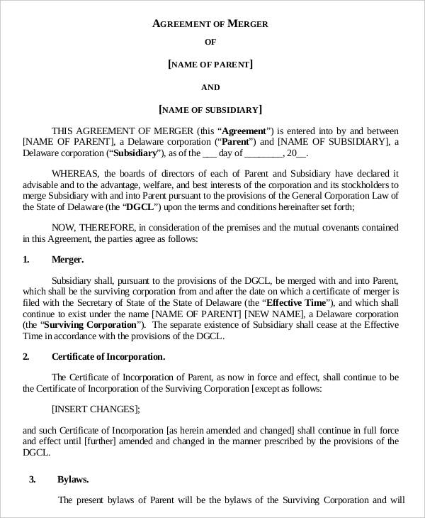 Merger Agreement Templates - 10 Free Word, PDF Format Download