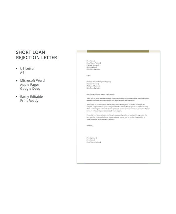 Loan Rejection Letters - 10+ Free Sample, Example Format Download