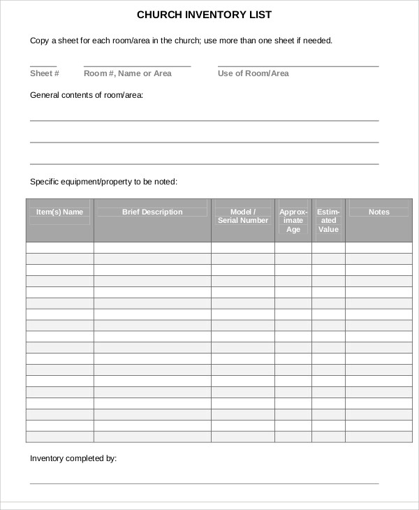 7+ Church Inventory Templates - Word, PDF