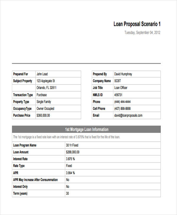 6+ Loan Proposal Templates in PDF | MS Word | Pages | Google Docs