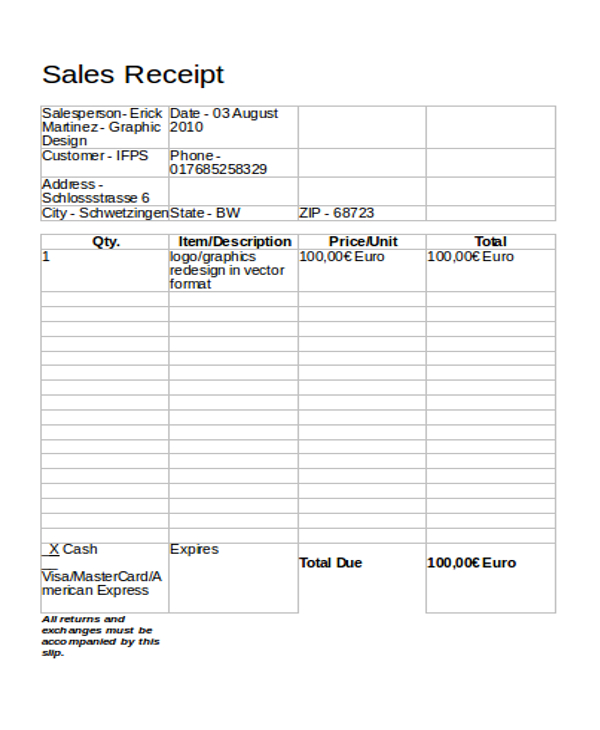 27+ Receipt Formats in Word