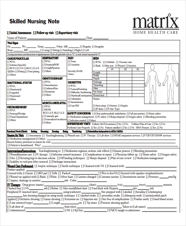 Skilled Nursing Documentation Templates The Biggest
