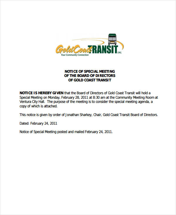 19+ Meeting Notice Templates - PDF, Google Docs, MS Word, Apple Pages