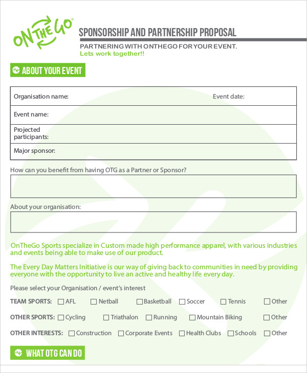 14+ Sports Sponsorship Proposal Templates - Word, PDF, Google Docs ...