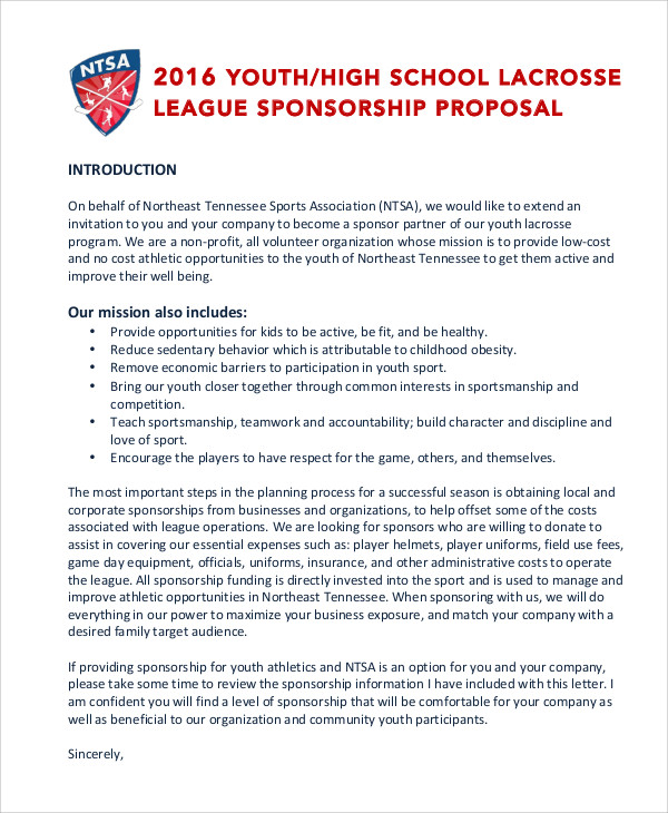 14+ Sports Sponsorship Proposal Templates - Word, PDF, Google Docs ...