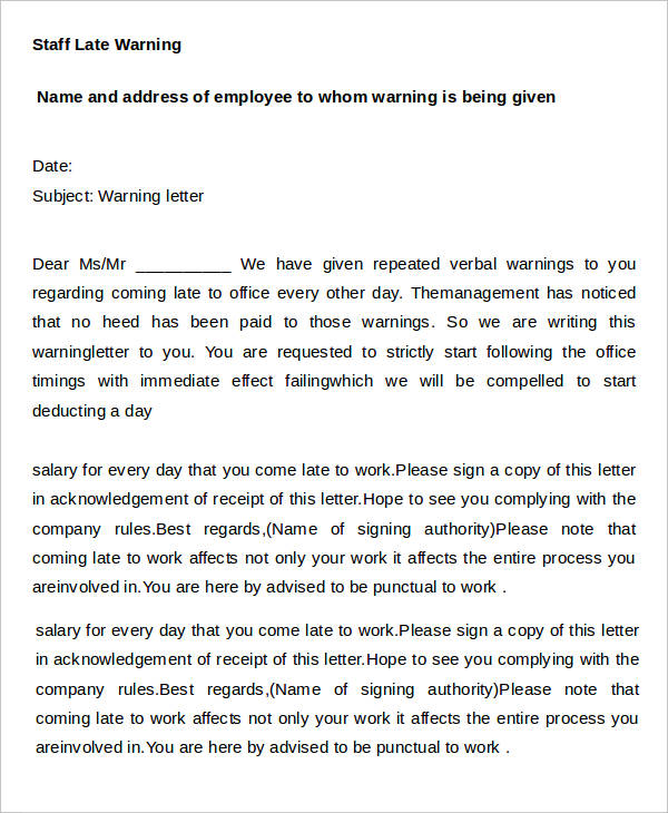 30+ Warning Letter Templates