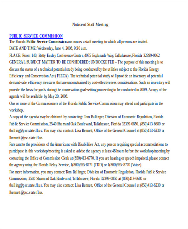 Staff Notice Templates - 6 Free Word, PDF Format Download