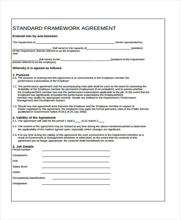 Framework Agreement Template - 11+ Free PDF, Word Format Download