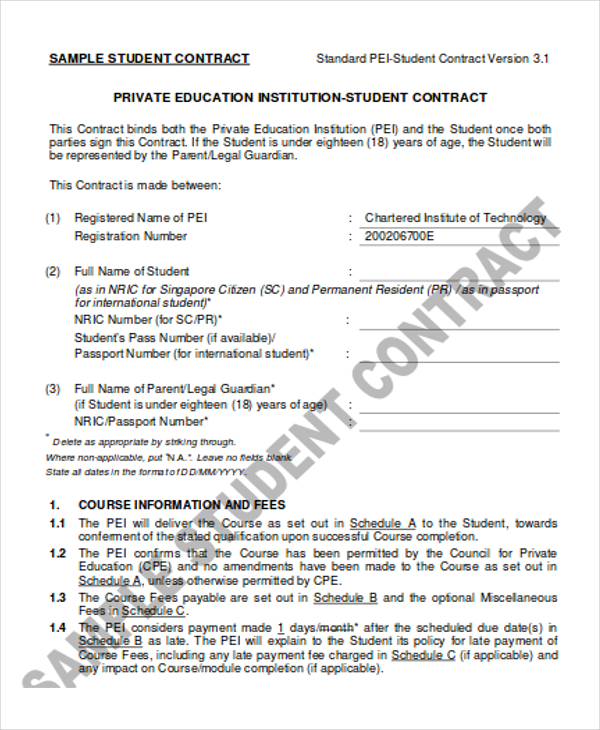 24+ Student Contract Templates - Word, PDF