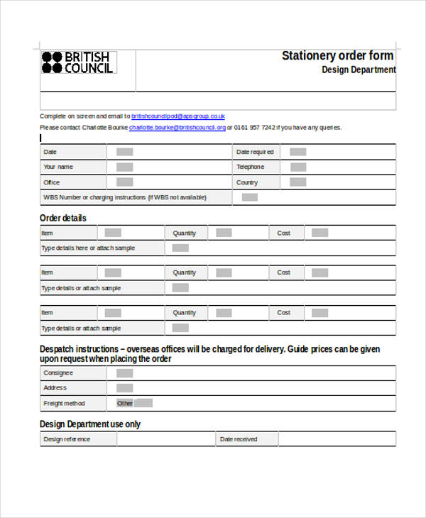 6+ Stationery Order Templates - Word, PDF