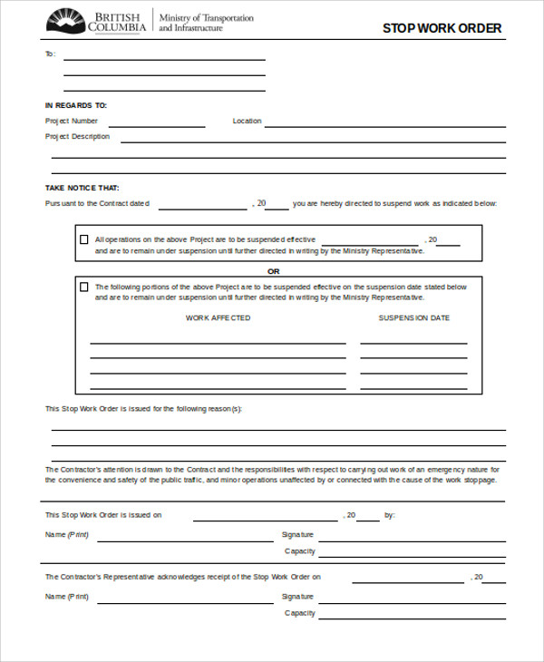 Stop Work Order Template