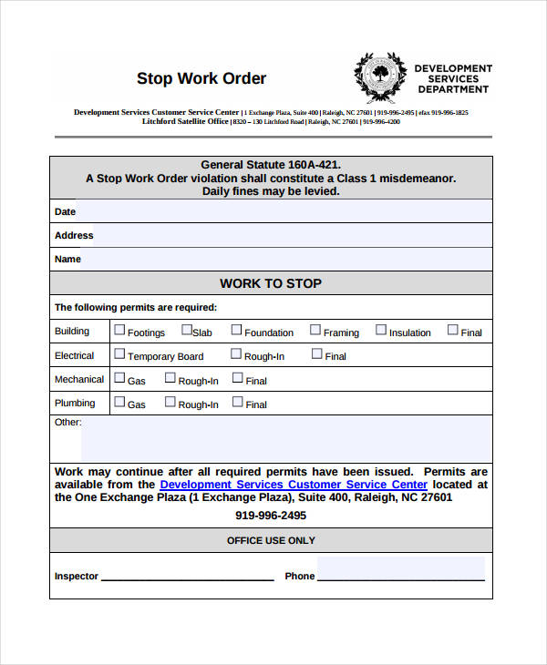 Work Order Templates 9 Free PDF Format Download