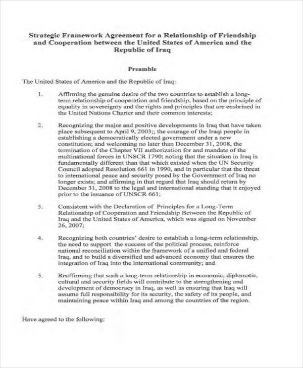 Framework Agreement Template - 11+ Free PDF, Word Format Download