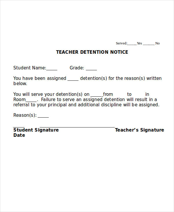 Detention Notice Templates -6+ Free Word, PDF Format Download