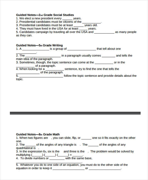 8+ Guided Note Templates - Samples, Examples Format Download