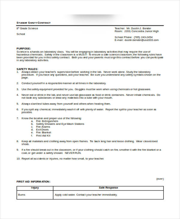Safety Contract Templates - 9+Free Word, PDF Format Download