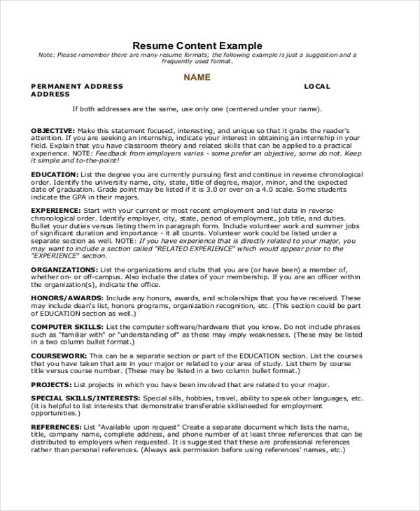9 Summer Job Resume Templates PDF DOC