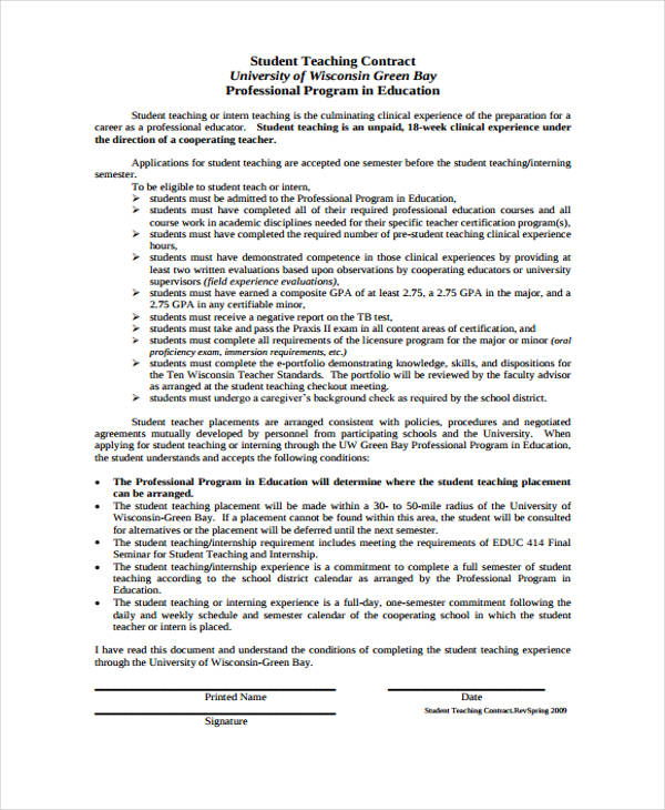 9+ Teacher Contract Templates - Google Docs | MS Word | Apple Pages ...