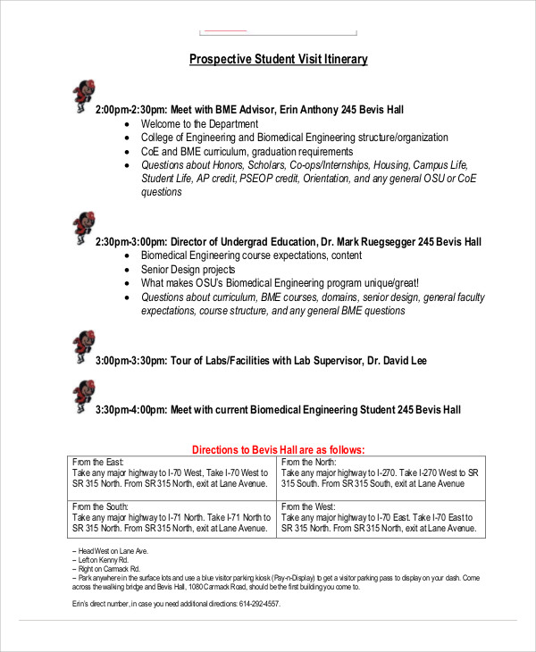 Visit Itinerary Templates - 4+ Free PDF Format Download