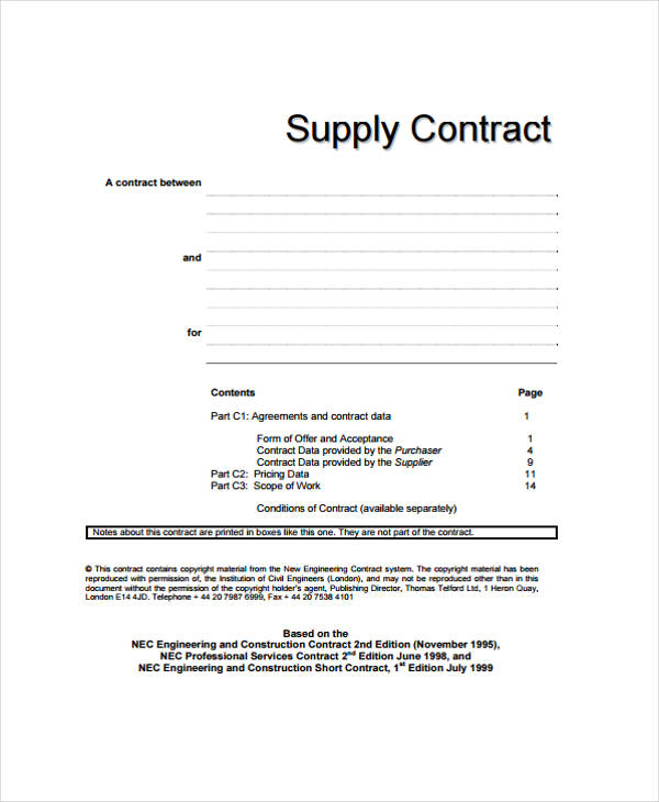 10+ Supply Contract Templates - Free Word, PDF, Apple Pages, Google ...