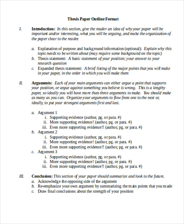 Thesis And Outline Template