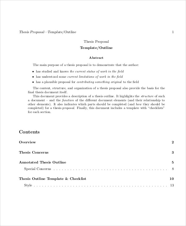 Thesis Proposal Template-9+ Free Word, PDF Format Download