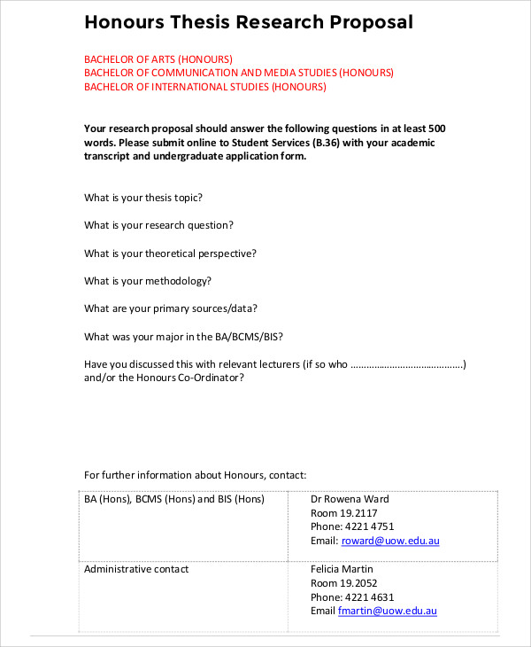 Thesis Proposal Template-9+ Free Word, PDF Format Download