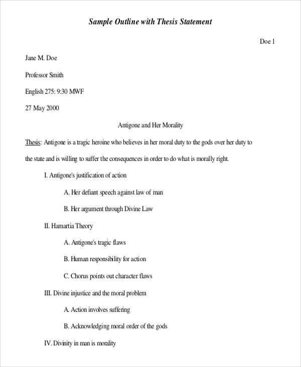 15 Thesis Outline Templates Sample Example Format Download