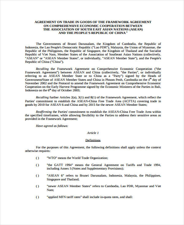 Framework Agreement Template - 11+ Free PDF, Word Format Download