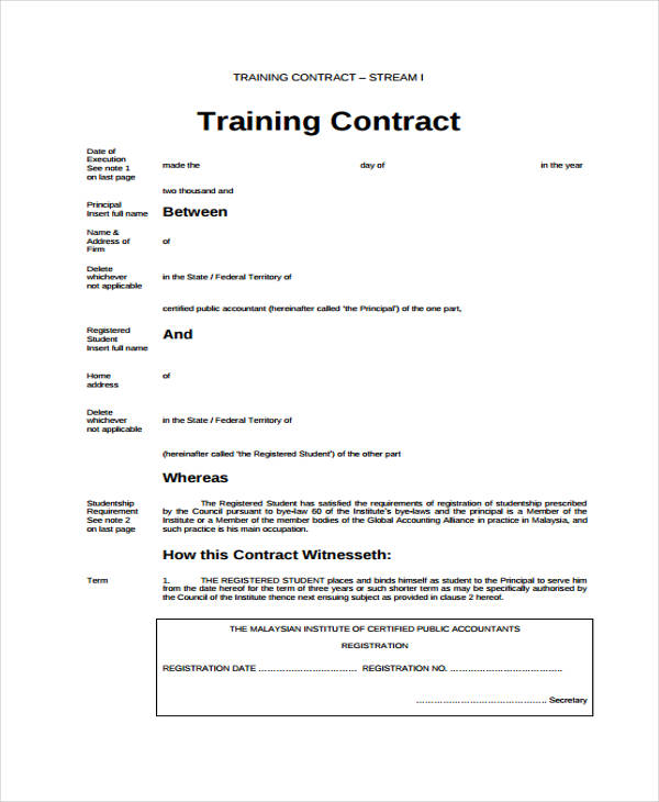 11+ Training Contract Templates in PDF | MS Word | Pages | Google Docs