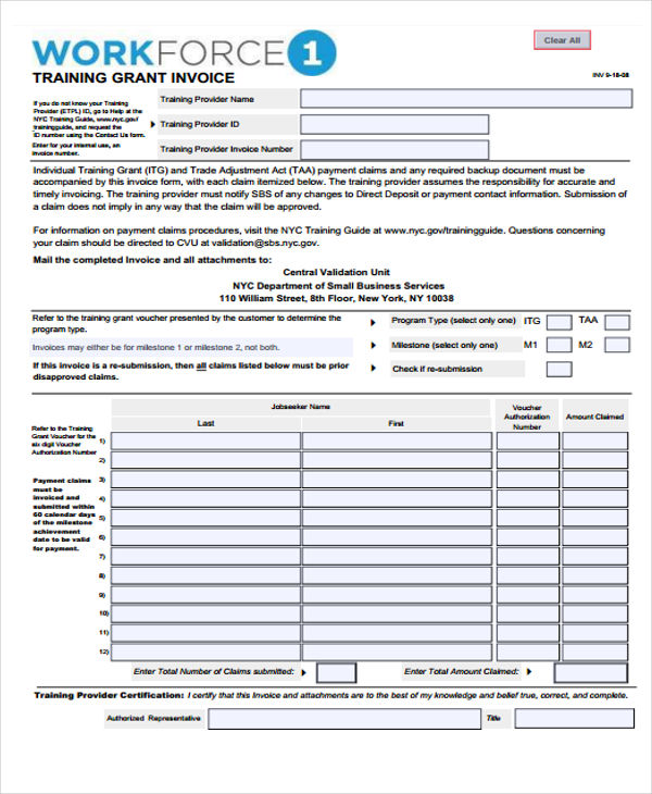 8+ Training Invoice Templates - Word, PDF