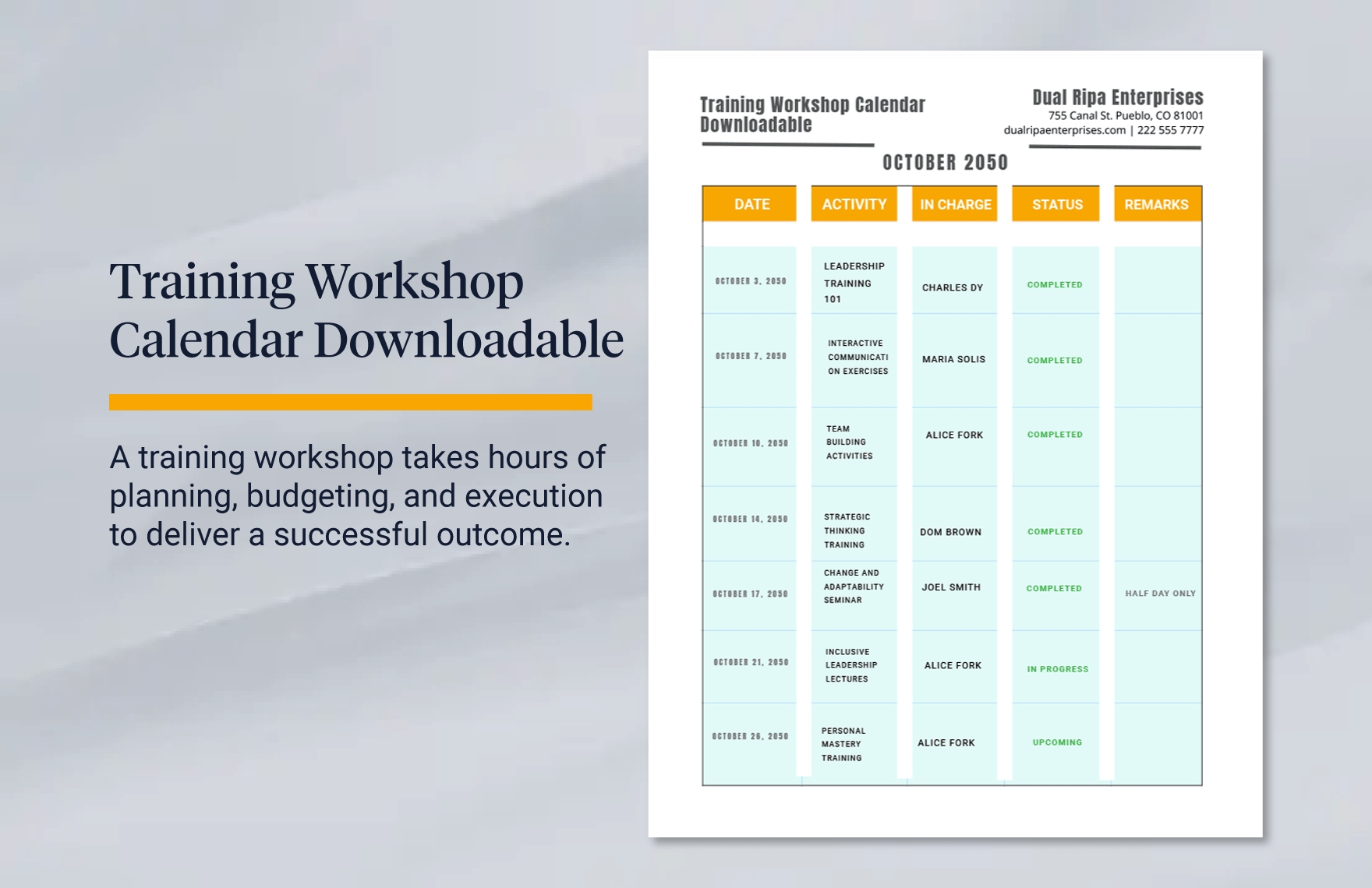 26+ Training Calendar Templates - Sample, Example Format Download