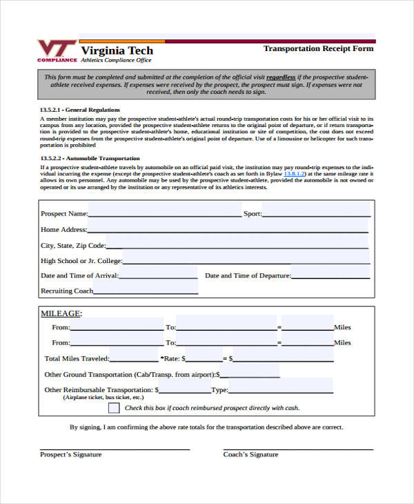 6+ Transport Receipt Templates - Free Samples, Examples Format Download
