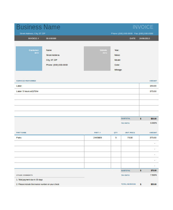 Repair Receipt Templates - 7+ Free Word, PDF, Excel Format Download