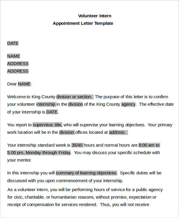Official Appointment Letter Templates - 8+ Free Word, PDF Format Download