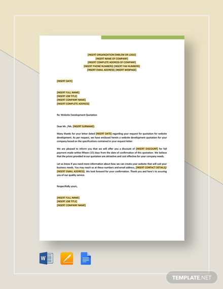 16+ Website Quotation Templates - PDF, Word, Google docs, Apple pages