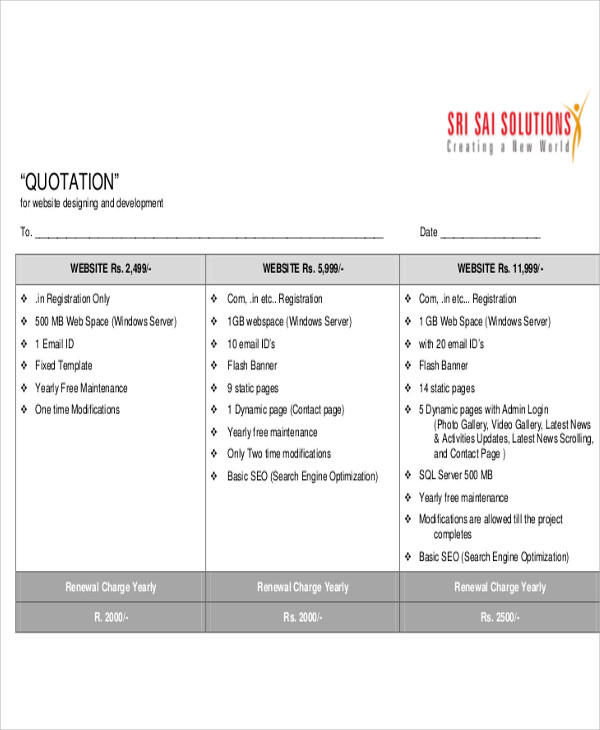 16+ Website Quotation Templates - PDF, Word, Google docs, Apple pages