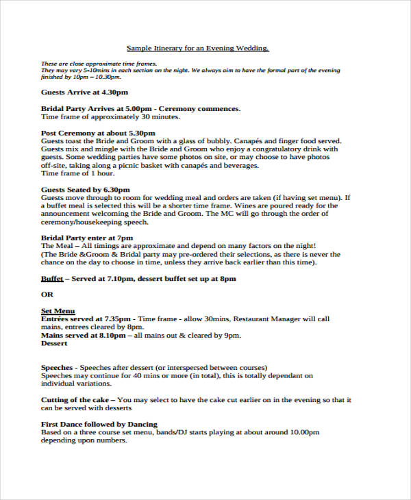 9+ Party Itinerary Templates - Free Sample, Example Format Download