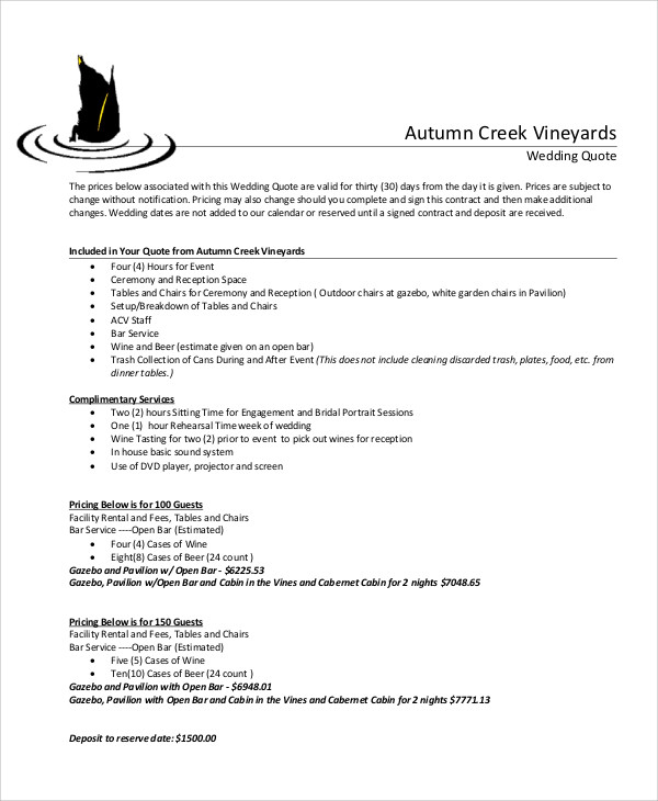 10+ Event Quotation Templates - Word, PDF