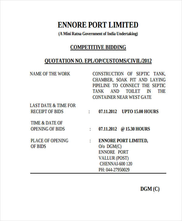 33+ FREE Construction Quotation Templates - AI, PSD, Google docs