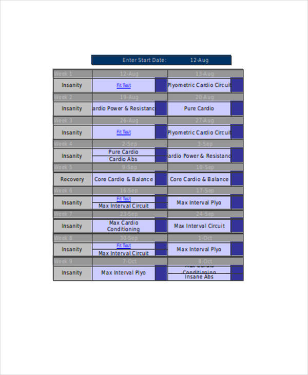 Workout Sheet Templates 7 Free Word PDF Format Download
