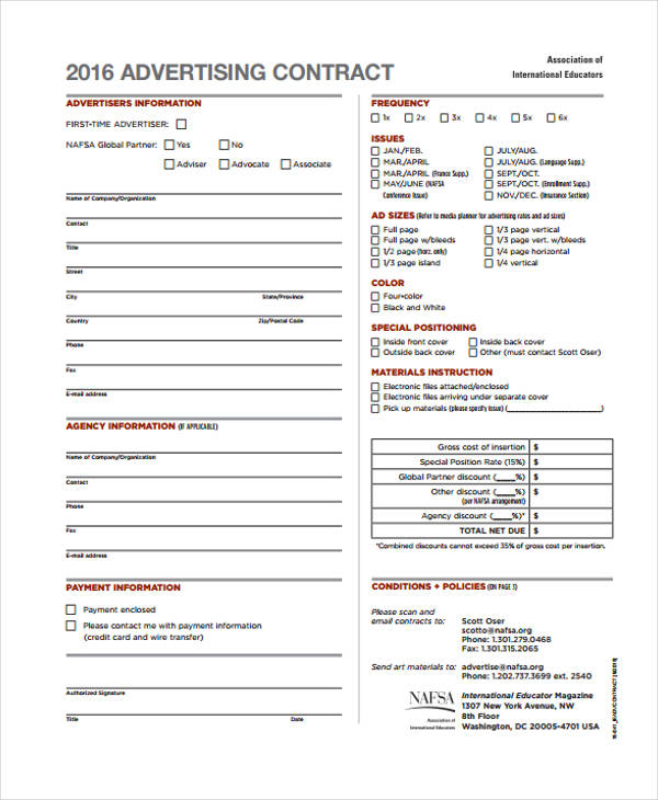 Advertising Contract Sample HQ Printable Documents