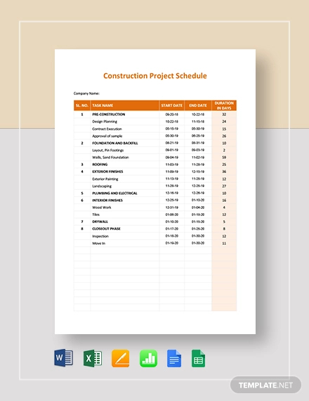 14+ FREE Construction Schedule Templates - PDF, DOC