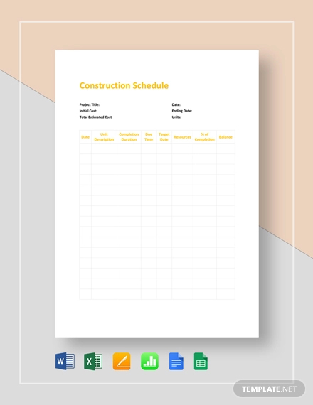 21+FREE Construction Schedule Templates - Word, PDF, Excel, Google Docs